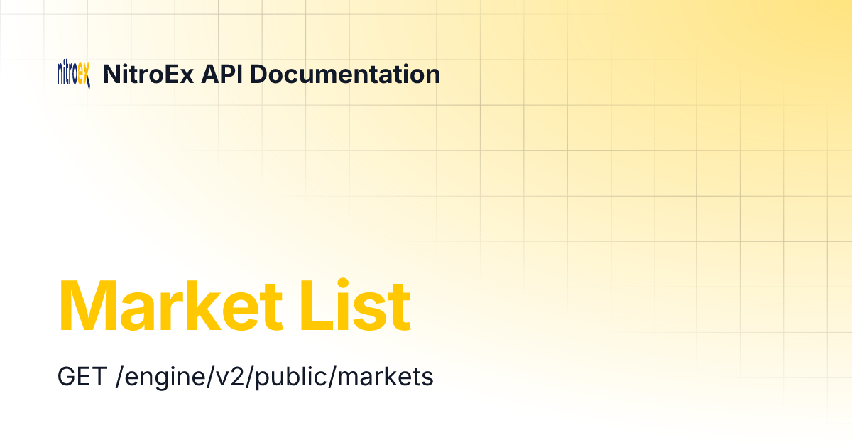Market List | NitroEx API Documentation